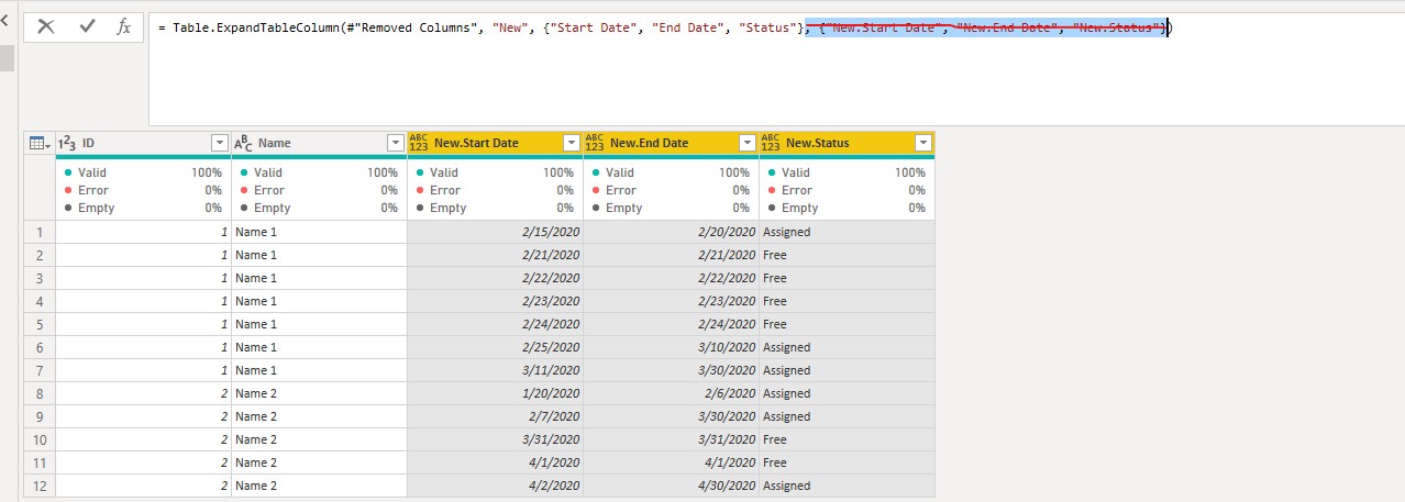 Solved: New row Values between end date and new start date - Microsoft ...