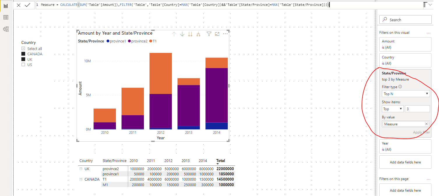 Top N stacked bar graph does not filter the values... - Microsoft ...