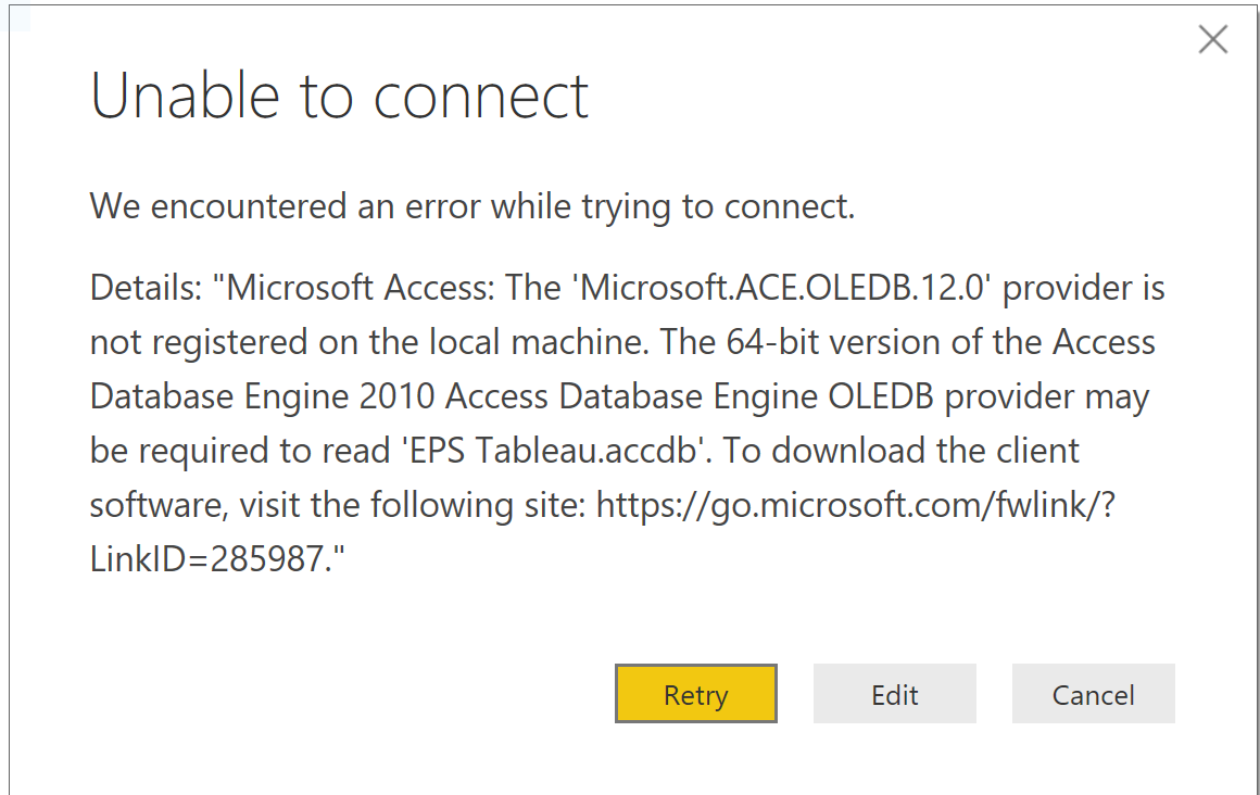 Loading Access databases - Microsoft Fabric Community