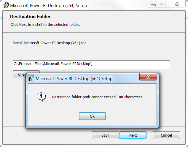 Solved: Error "Destination folder path cannot exceed 100 c ...