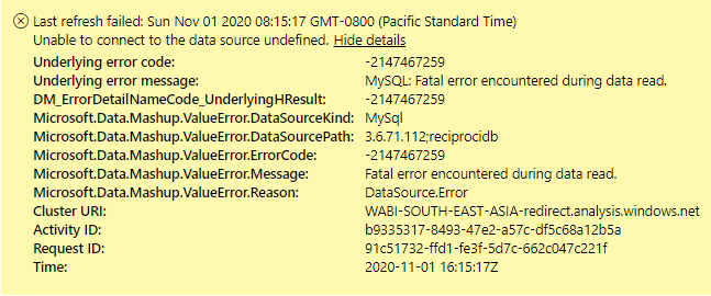 Refresh Failure ; Unable to connect to the data so... - Microsoft Fabric Community