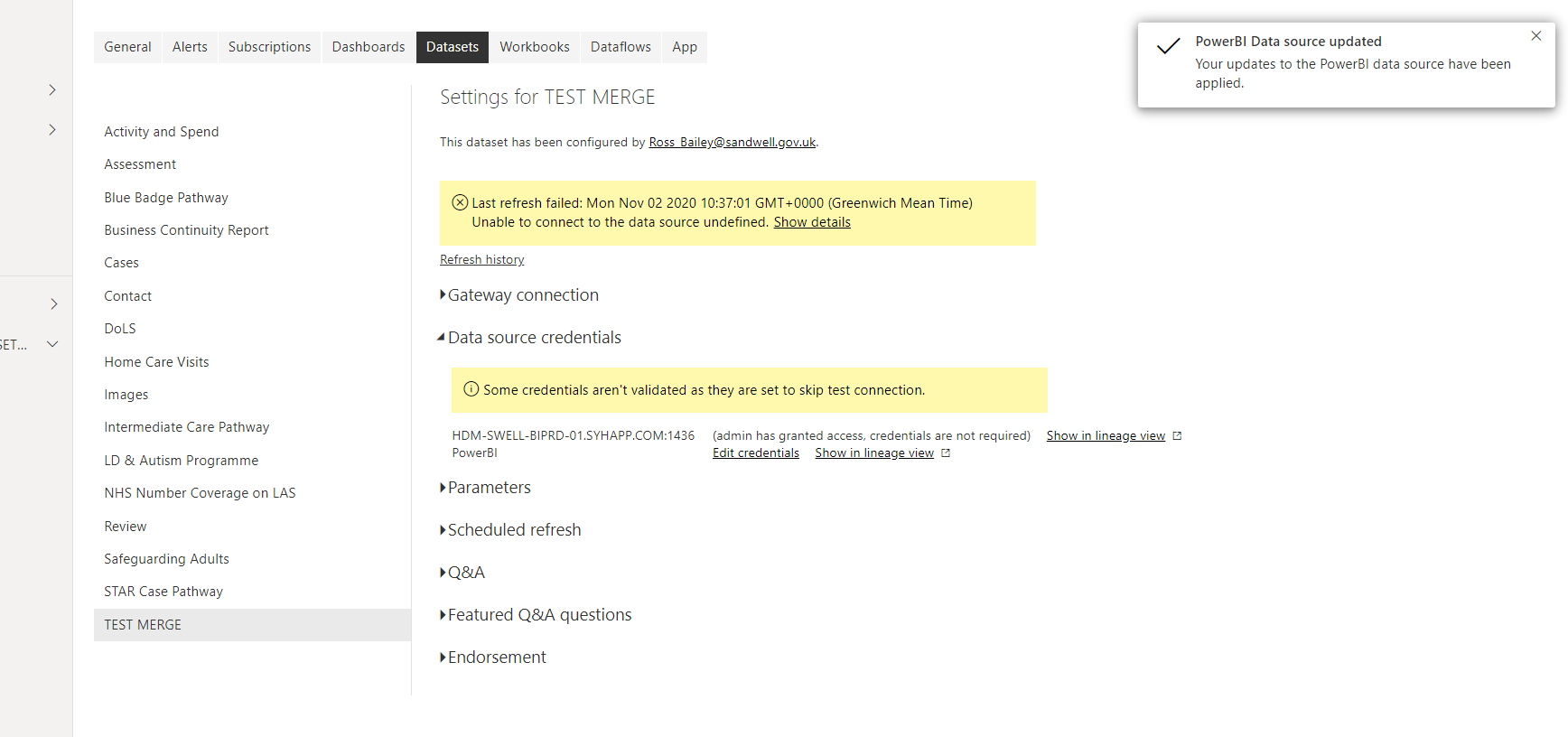Solved: Data Refresh Fails When Report Merges Data Flow wi... - Microsoft Fabric Community