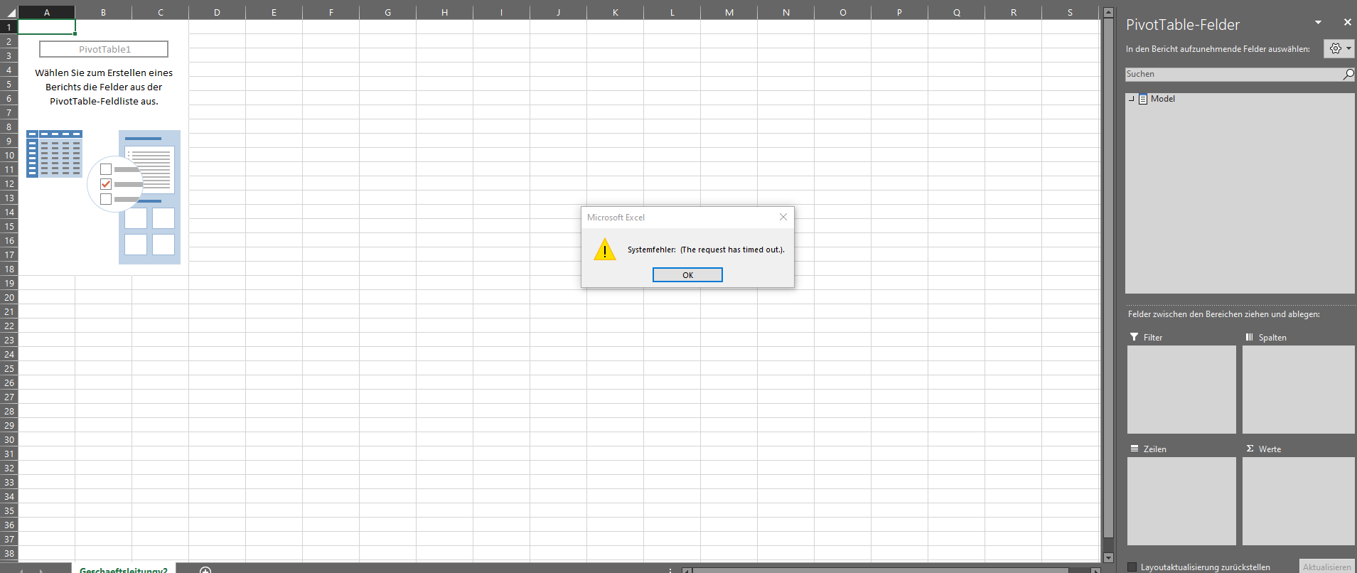 Analyze in Excel - "Server error: The request has ... - Microsoft ...