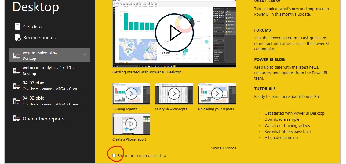 How to disable the Power BI welcome window - Microsoft Fabric Community