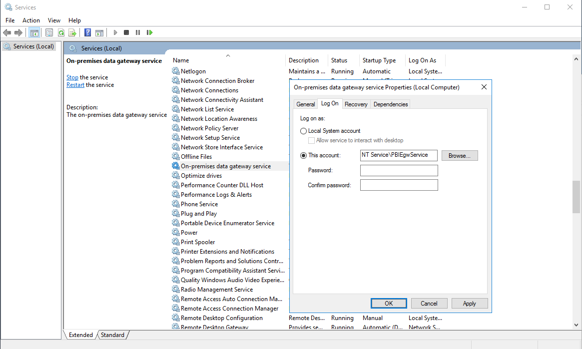 Password of Default service account (NT SERVICE\PB... - Microsoft ...