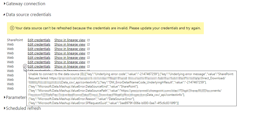 Failed Refresh - Is SharePoint throttling my authe... - Microsoft ...