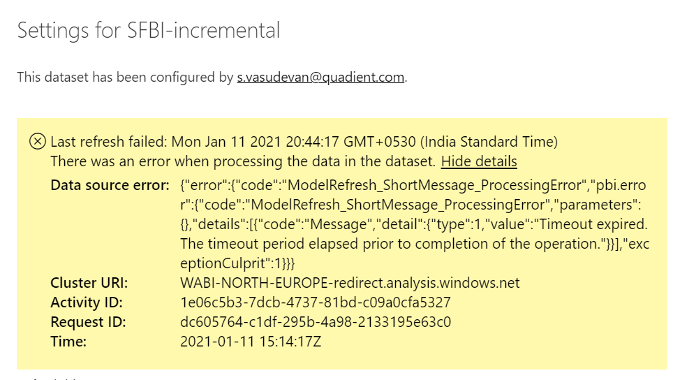 PowerBI incremental refresh - 1st refresh timeout - Microsoft Fabric ...