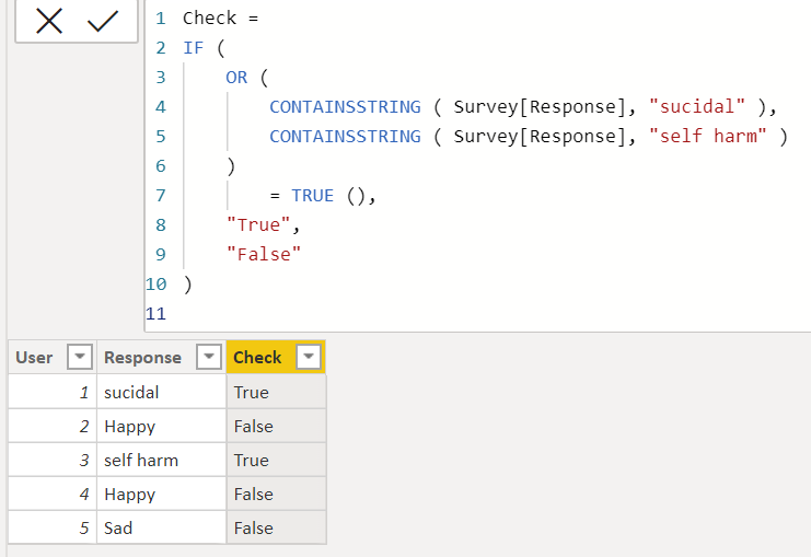 Solved: return Yes or no from column - Microsoft Fabric Community