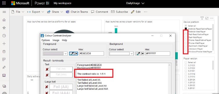 Luminosity ratio of checkbox border color to its b... - Microsoft ...