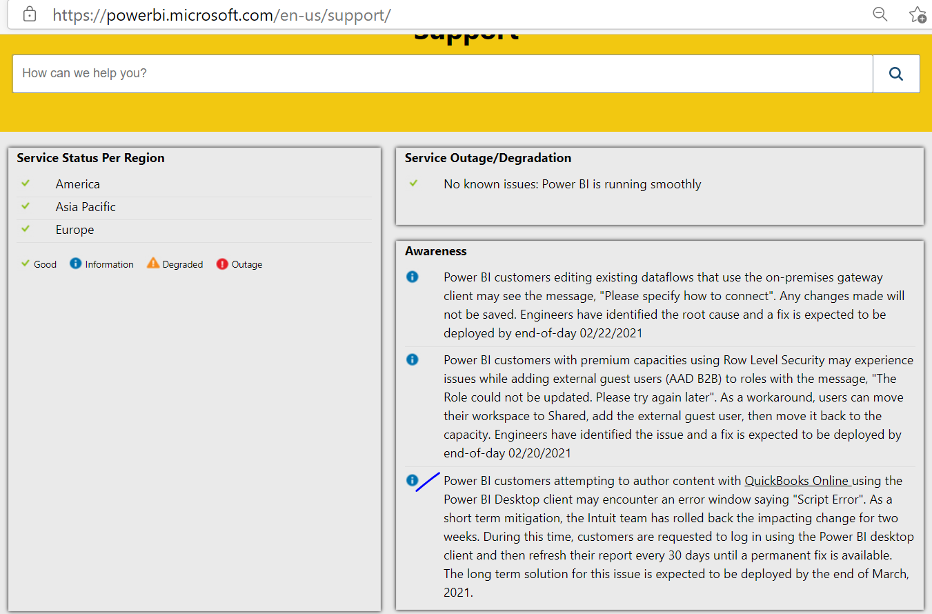 How to load Power BI Service Support page into Pow... - Microsoft ...