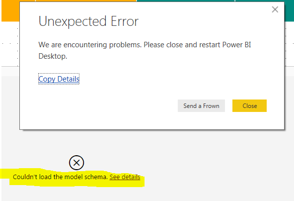 Please Close and Restart Power BI Desktop - Microsoft Fabric Community