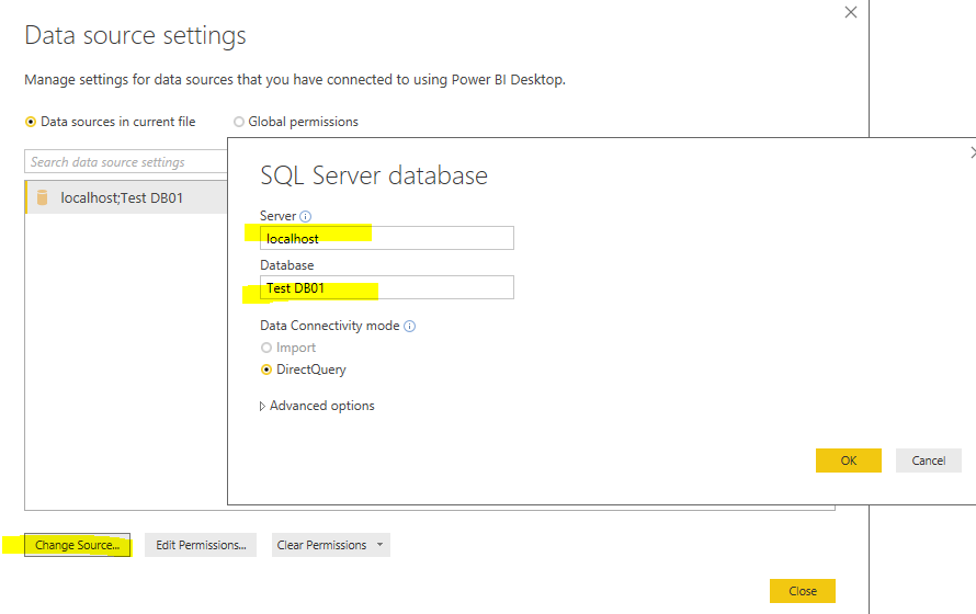 Change data source settings for all queries in dir... - Microsoft ...