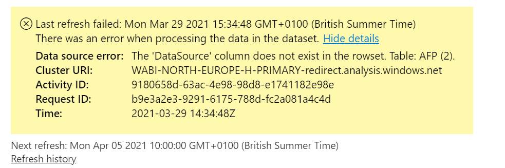 Error in Power BI online but not in desktop - Microsoft Fabric Community