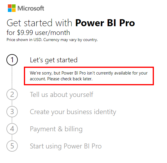 Solved: Can't buy Power BI Pro License due to "Power BI Pr ...