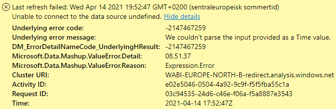 Error when refreshing from the web only - Microsoft Fabric Community