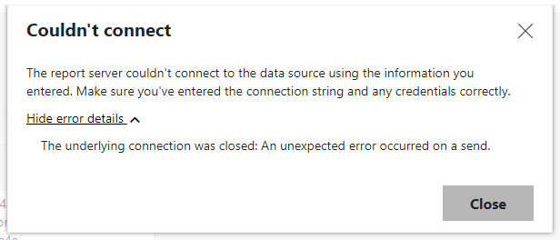 Solved: Can't connect to Data Source (the source is a data ...