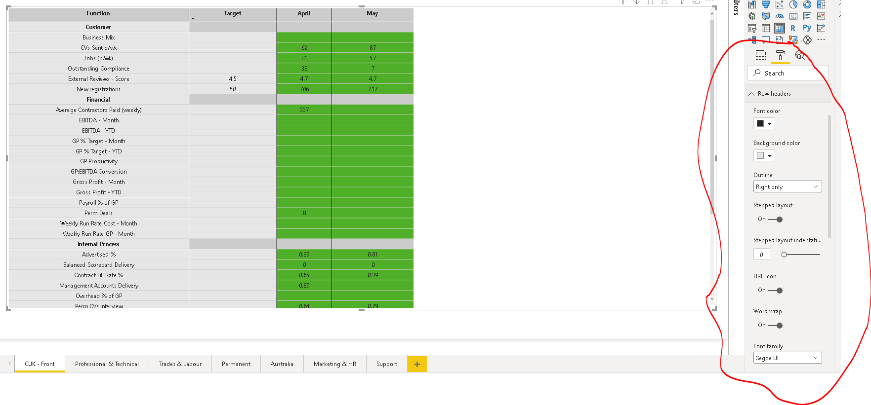 Matrix Row Header Format - Microsoft Fabric Community