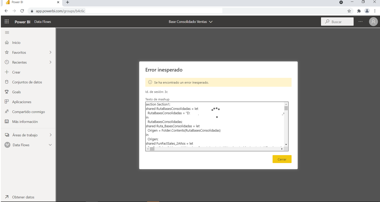 Dataflow unexpected error when trying to edit - Microsoft Fabric Community