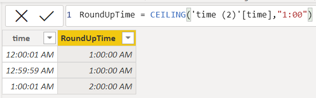 DAX Code to round time up to the nearest Hour - Microsoft Fabric Community