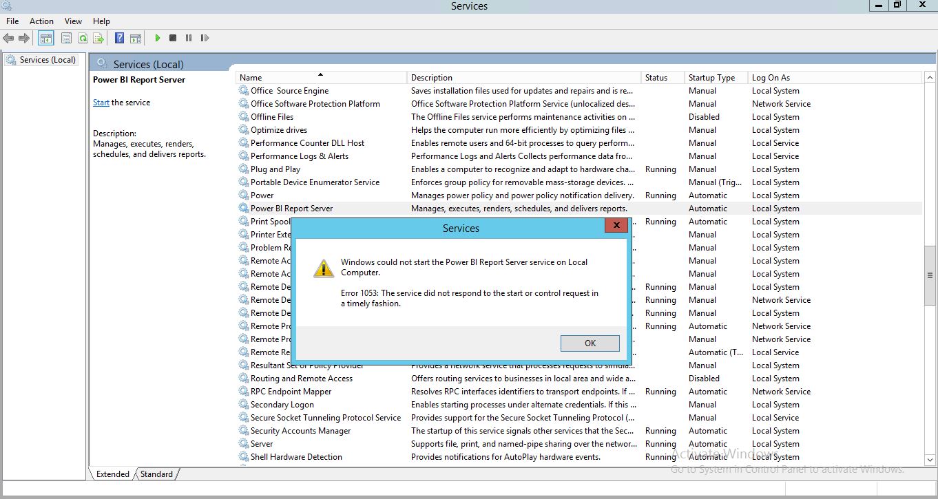 Power BI Server Services Startup Error - Microsoft Fabric Community