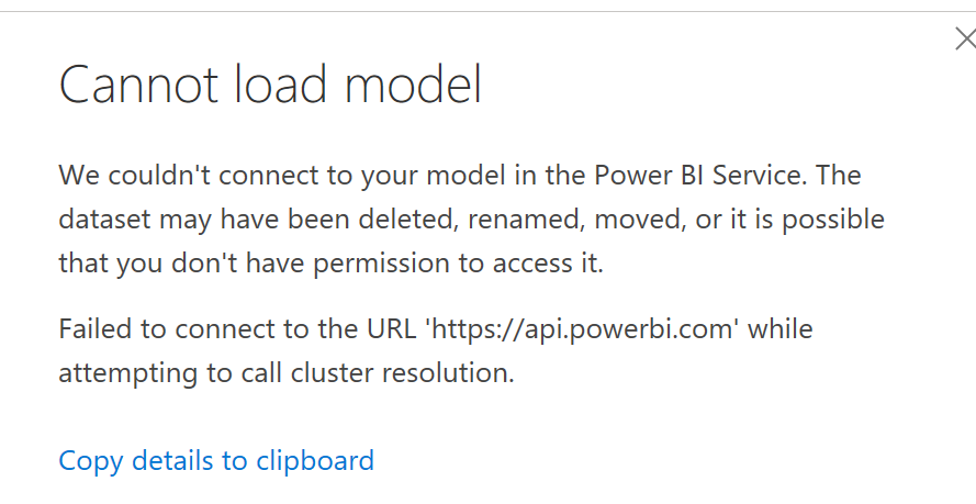 Solved: Desktop error after Live connection dataset refres... - Microsoft Fabric Community