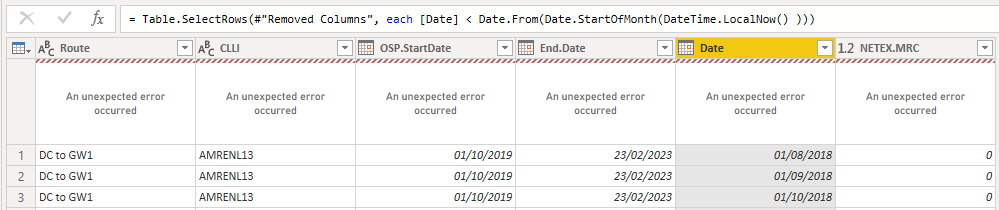 Solved: Power Query - Date error after filtering (but not ...