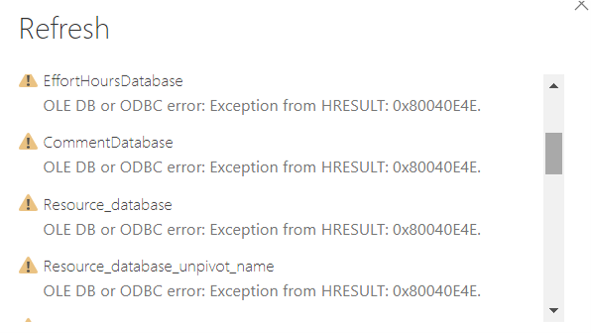 Dataset not getting Refreshed: OLE DB or ODBC erro... - Microsoft ...