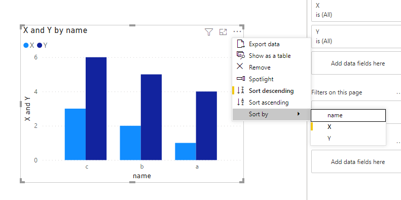 Solved: How to sort bar chart by only one of two selected ...