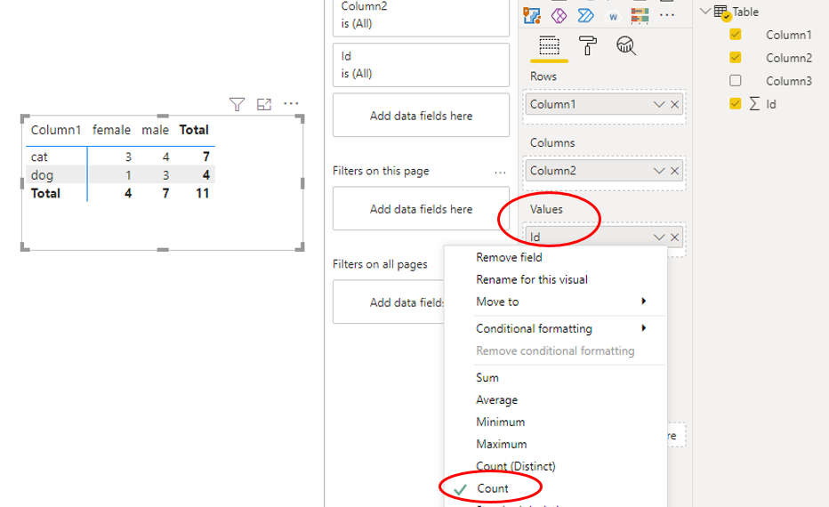 Crosstab visualization with dynamically changing c... - Microsoft ...