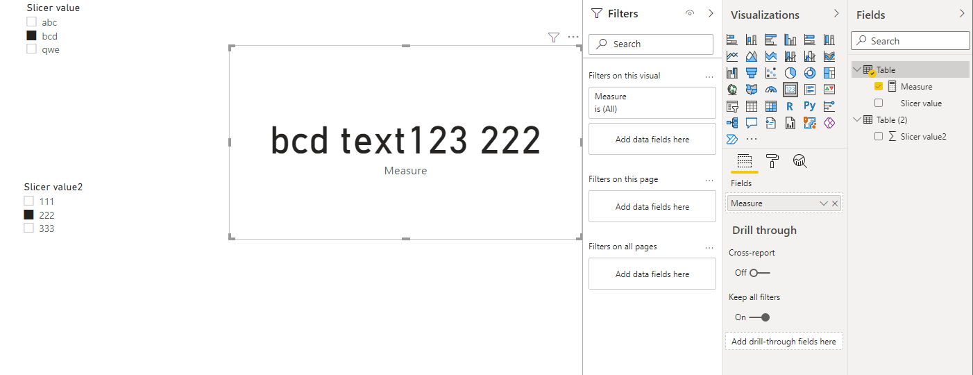 Text box to show selected filters - Microsoft Fabric Community