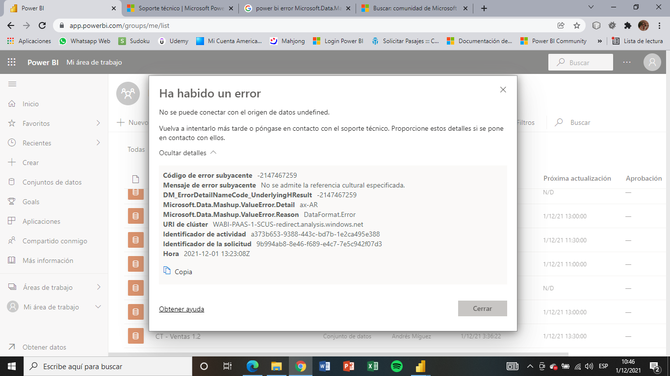 Error al actualizar datos en PBi Service - Microsoft Fabric Community