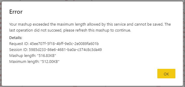 Data Flow Error: Your mashup exceeded the maximum ... - Microsoft ...
