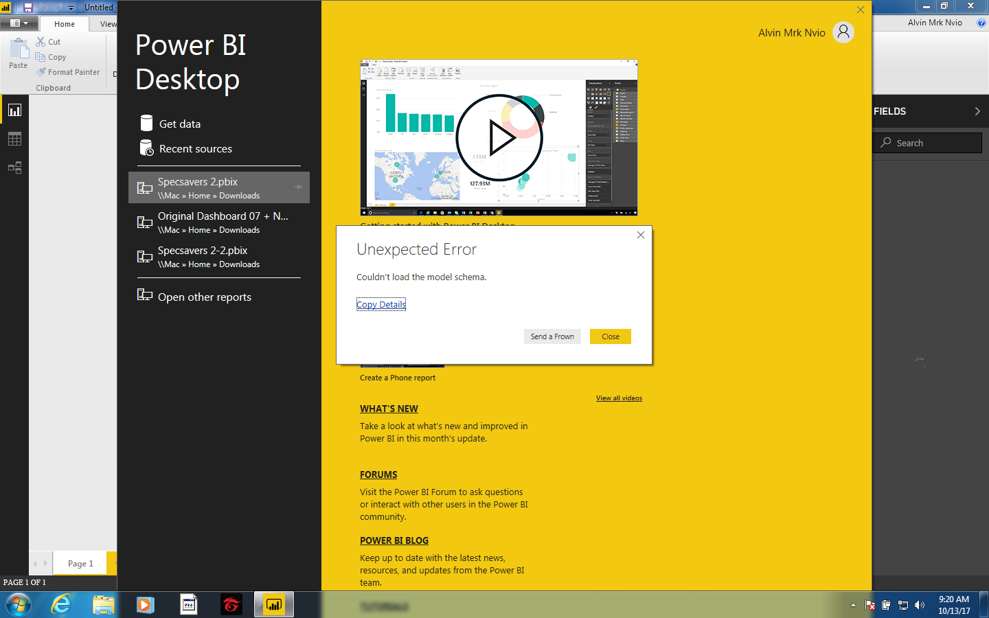 Solved: Unexpected Error: Can't Load Model Schema - Microsoft Fabric ...
