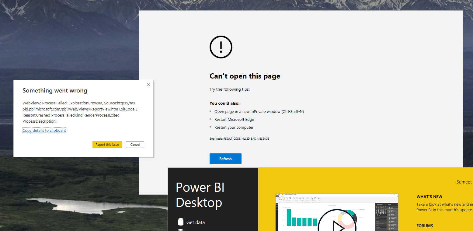 Solved: Cannot invoke on WebView2 Web Browser in its curre... - Microsoft Fabric Community