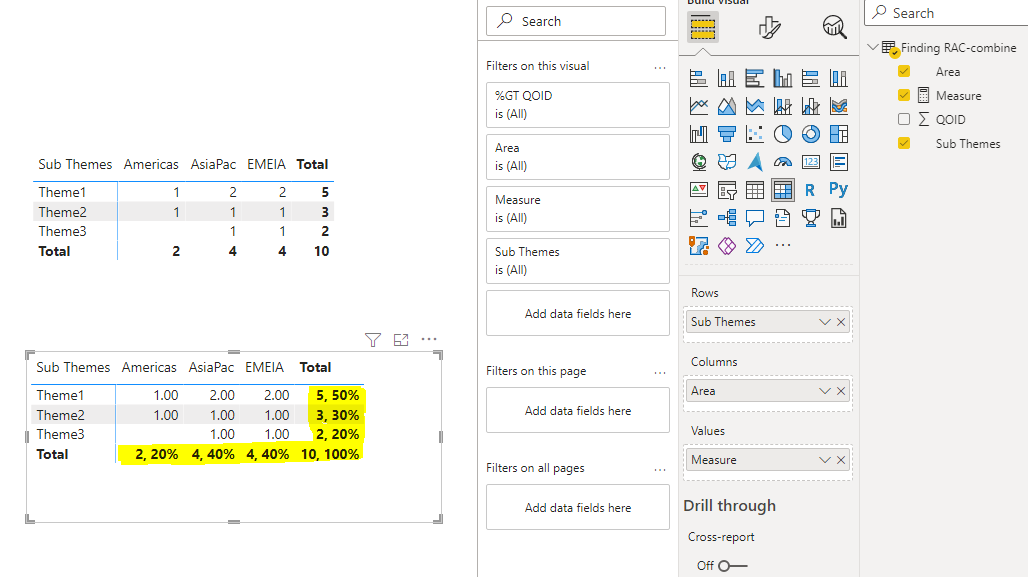 Solved: how to add percentage column in the end of the mat ...
