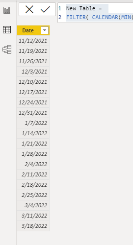 Solved: Creating a weekly end dates table from existing da ...