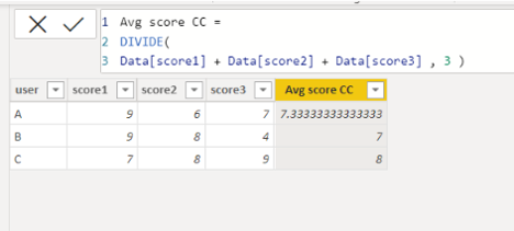 How to calculate average per rows - Microsoft Fabric Community