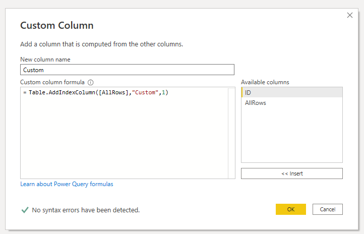 New Column Where First Instance of Customer ID = 1 - Microsoft Fabric ...