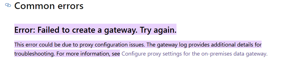 Solved: Failed to create gateway. - Microsoft Fabric Community
