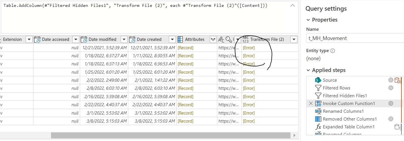 Invoke Custom Function Error, Data flow reading da... - Microsoft ...