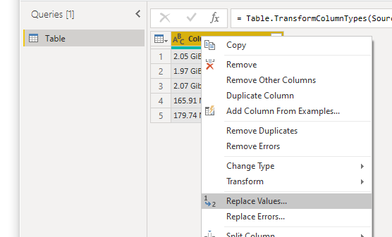 Solved: Column with both Mib and Gib values, convert Mib t ...