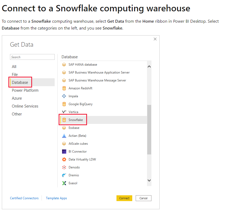 Cannot connect to a Snowflake database that has a ... - Microsoft ...