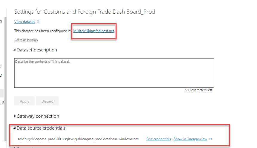 Set up Data source credential in Premium Workspace... - Microsoft ...