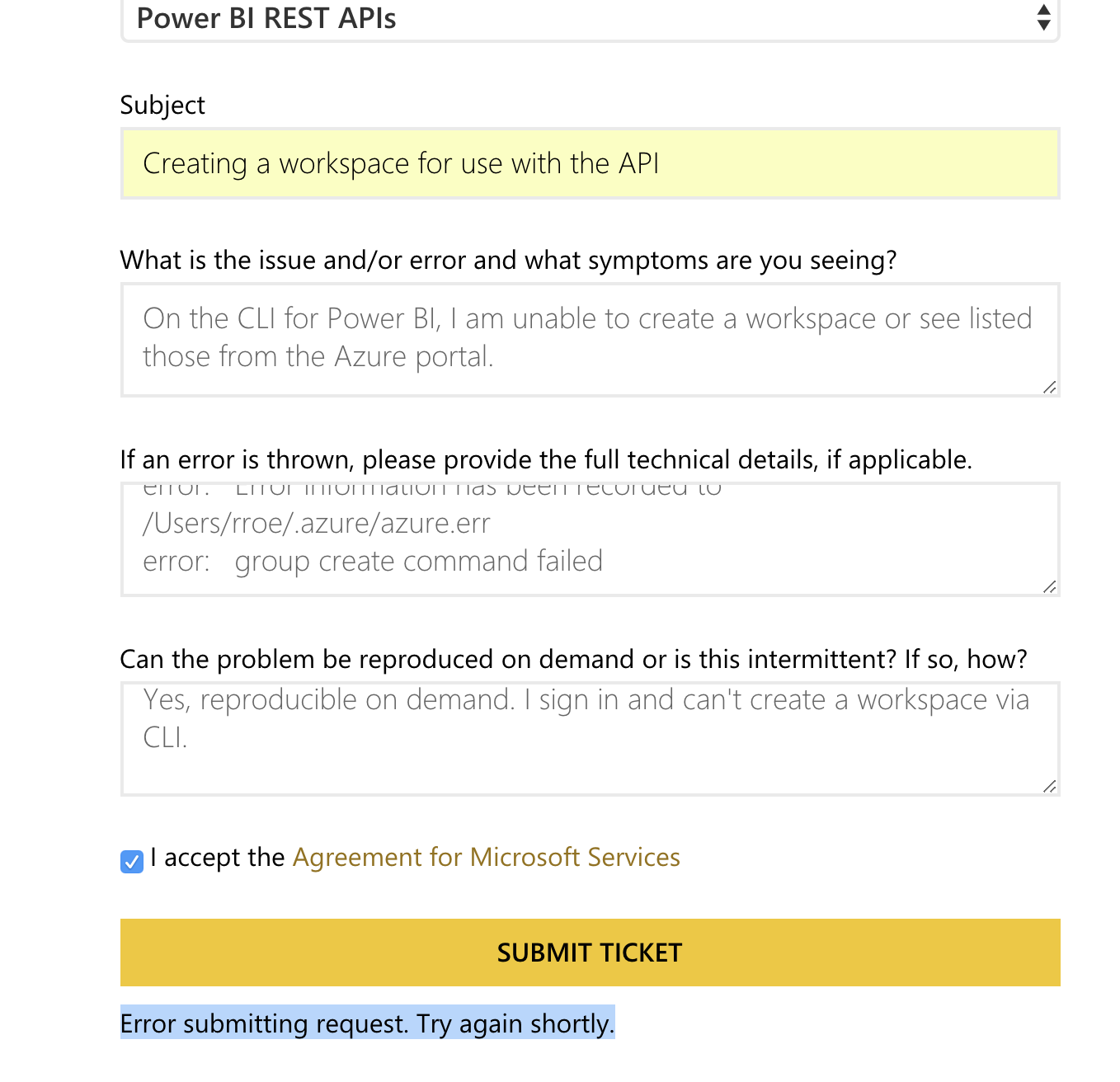 Support form on powerbi.com is broken; how can I g... - Microsoft ...