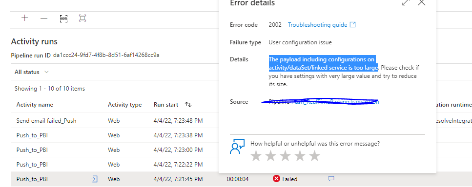 The payload including configurations on activity/d... - Microsoft ...