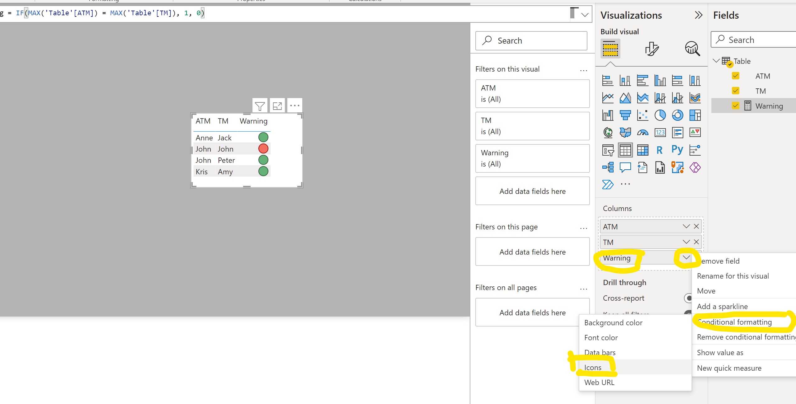 Solved: warning symbol - dax measure - Microsoft Fabric Community