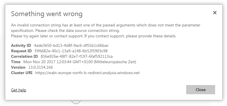Solved: Service/Gateway Error: .Net Framework Dataprovider - Microsoft ...