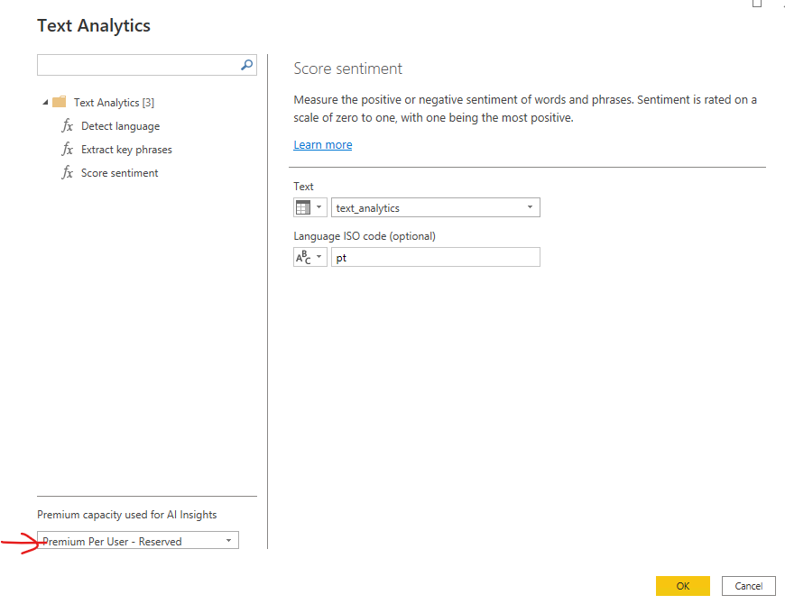 Issues with PowerBI AI Insights - Score Sentiment - Microsoft Fabric ...