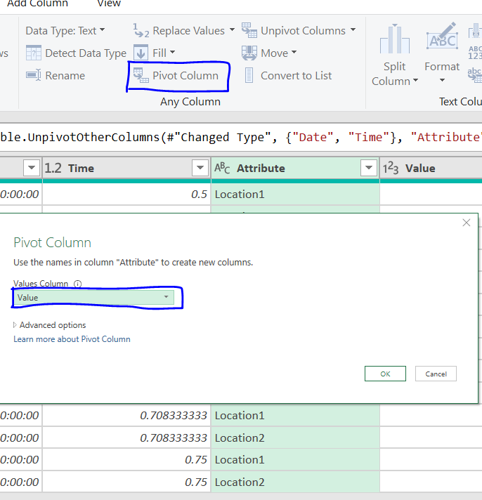 Solved: Matrix Stepped Layout first column show values all ...