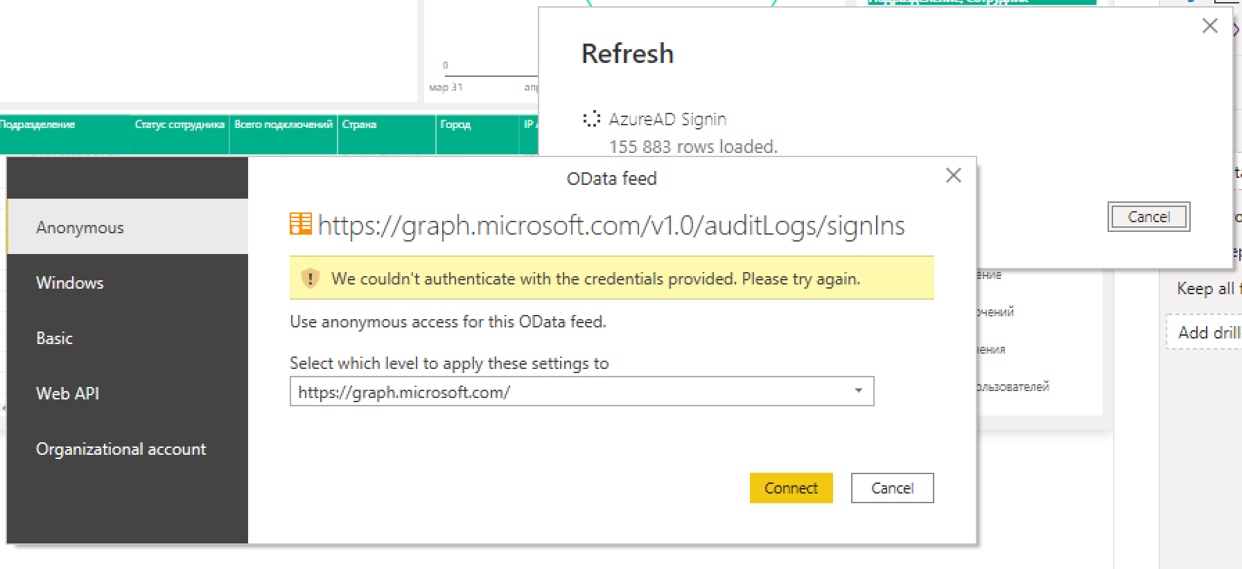 All time required authentication on the load data - Microsoft Fabric ...